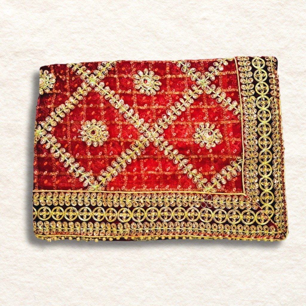 Mata Rani Red Chunni. Size: 2 Meter (Full Size). – Murliwale